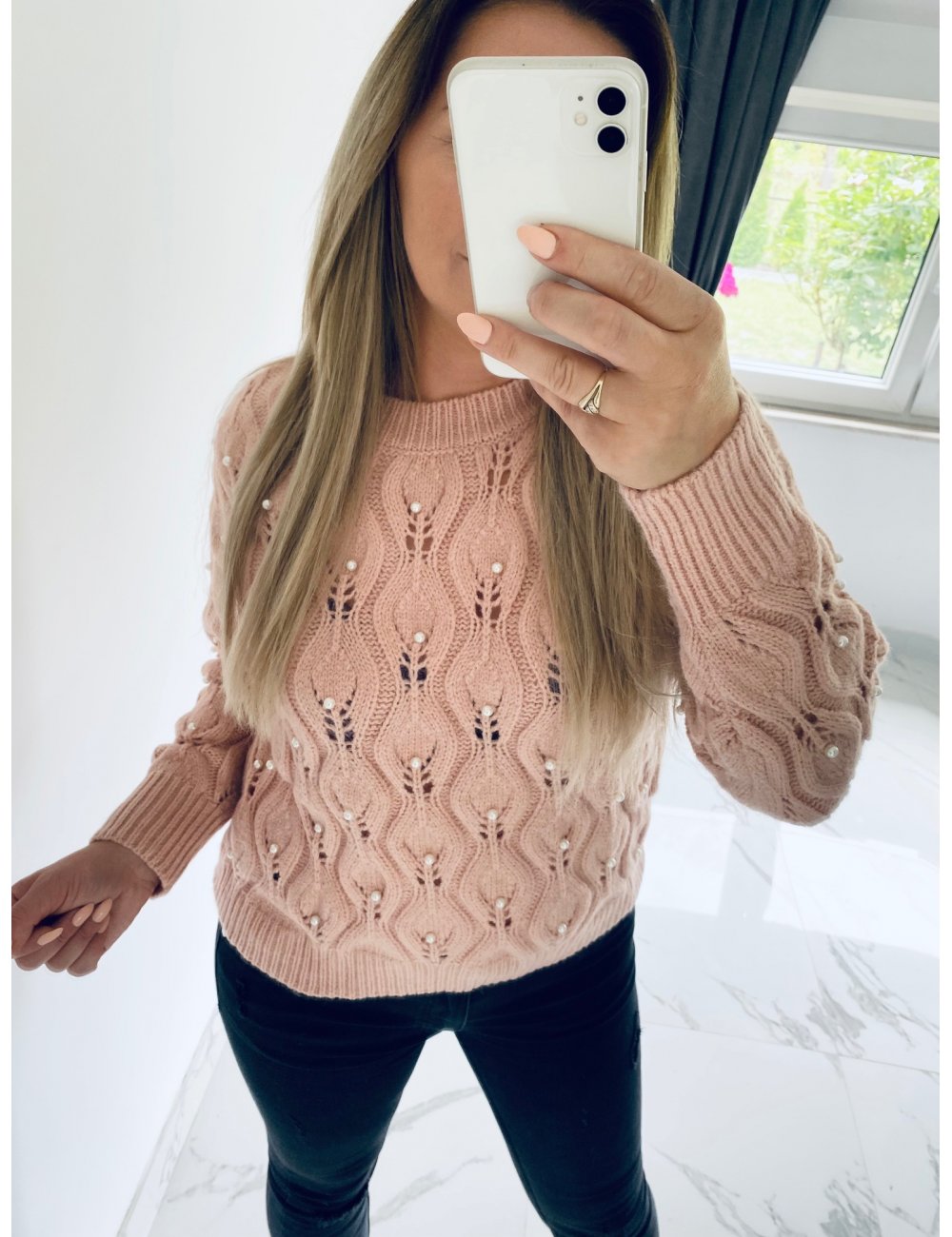 Sweter Ażurowy z Perłami Italian ZOE - Lavania Butik